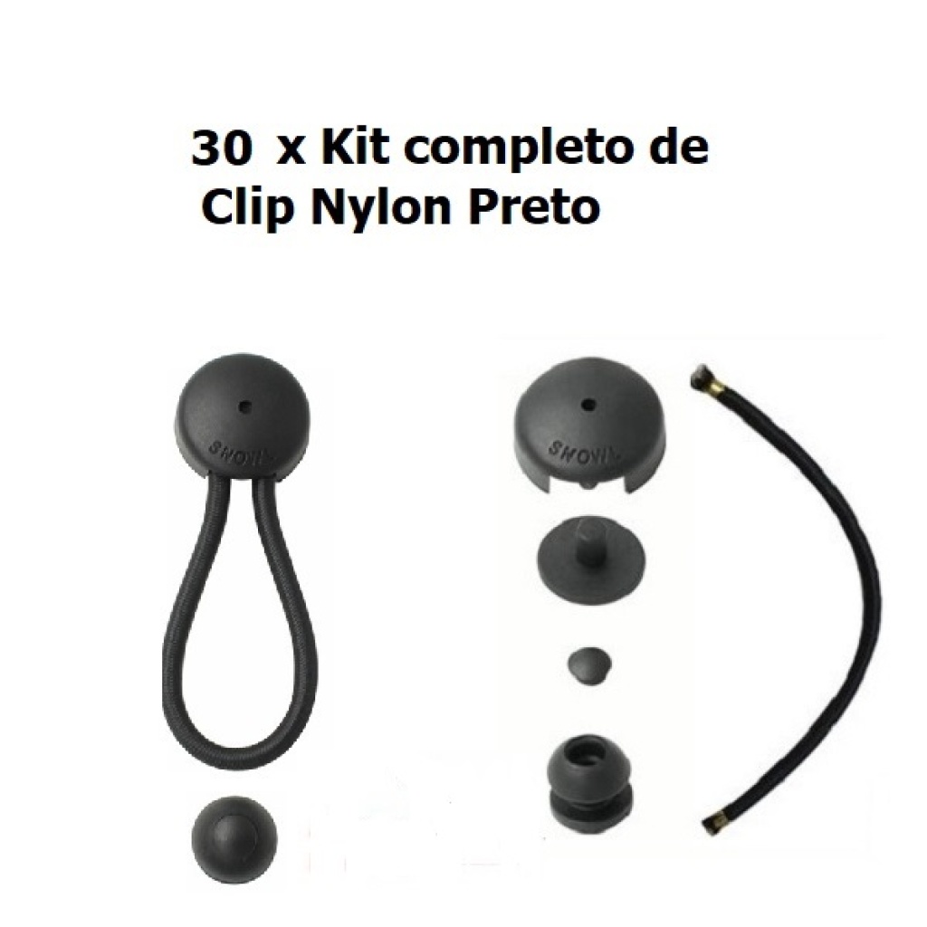 kit 30x Nylon / PVC Clip preto – Tecno Select